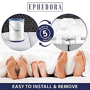 EPHEDORA 10" Extra Wide Bed Bridge Connector | Twin to King Converter Kit with Strap | Adjustable Mattress Connector for Bed | 25D Memory Foam | 10" Design | Non-Slip | Storage Bag Included