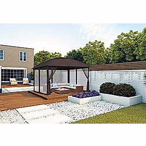 MASTERCANOPY Soft Top Outdoor Garden Gazebo for Patios with Netting Walls (10x10, Brown)