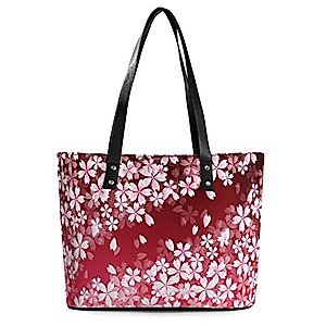 Womens Handbag Cherry Flowers Leather Tote Bag Top Handle Satchel Bags For Lady