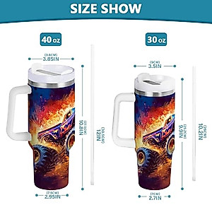 RPLIFE Monster Truck Stainless Steel Cup, Insulated Cups with Lids, Tumblers for Women