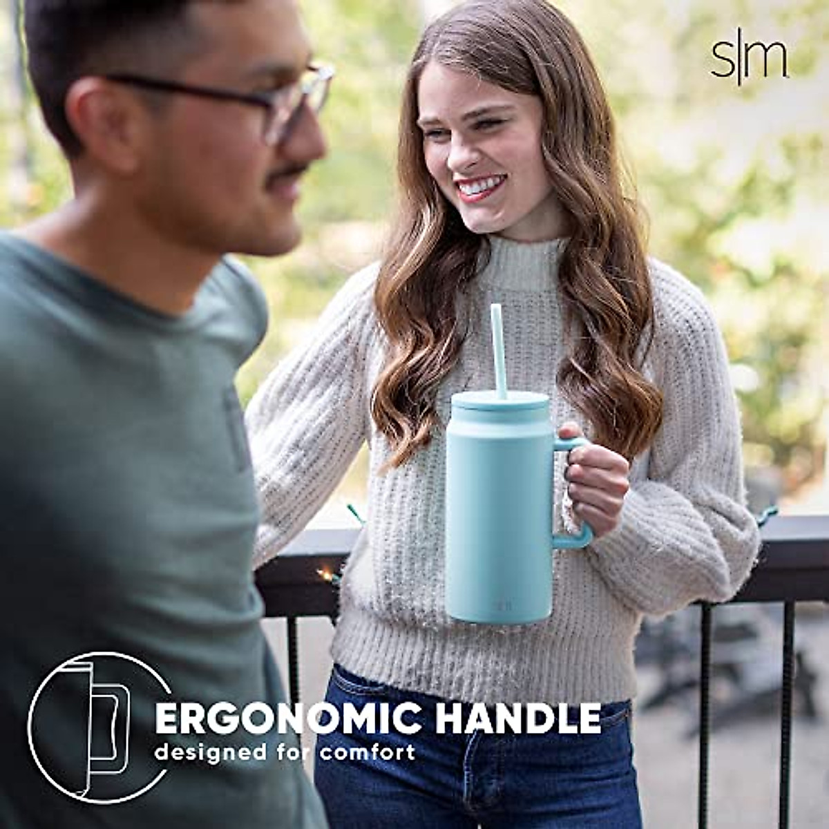 Simple Modern 50 oz Mug Tumbler with Handle and Straw Lid | Reusable Insulated Stainless Steel Large Travel Jug Water Bottle | Gifts for Women Men Him Her | Trek Collection | 50oz | Bellini