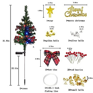 KUKIKUKI Solar Christmas Trees for Outside Decorations - Outdoor Waterproof LED Tree Landscape Lights for Garden Yard Pathway Lawn Outdoor Decoration (Christmas Tree)