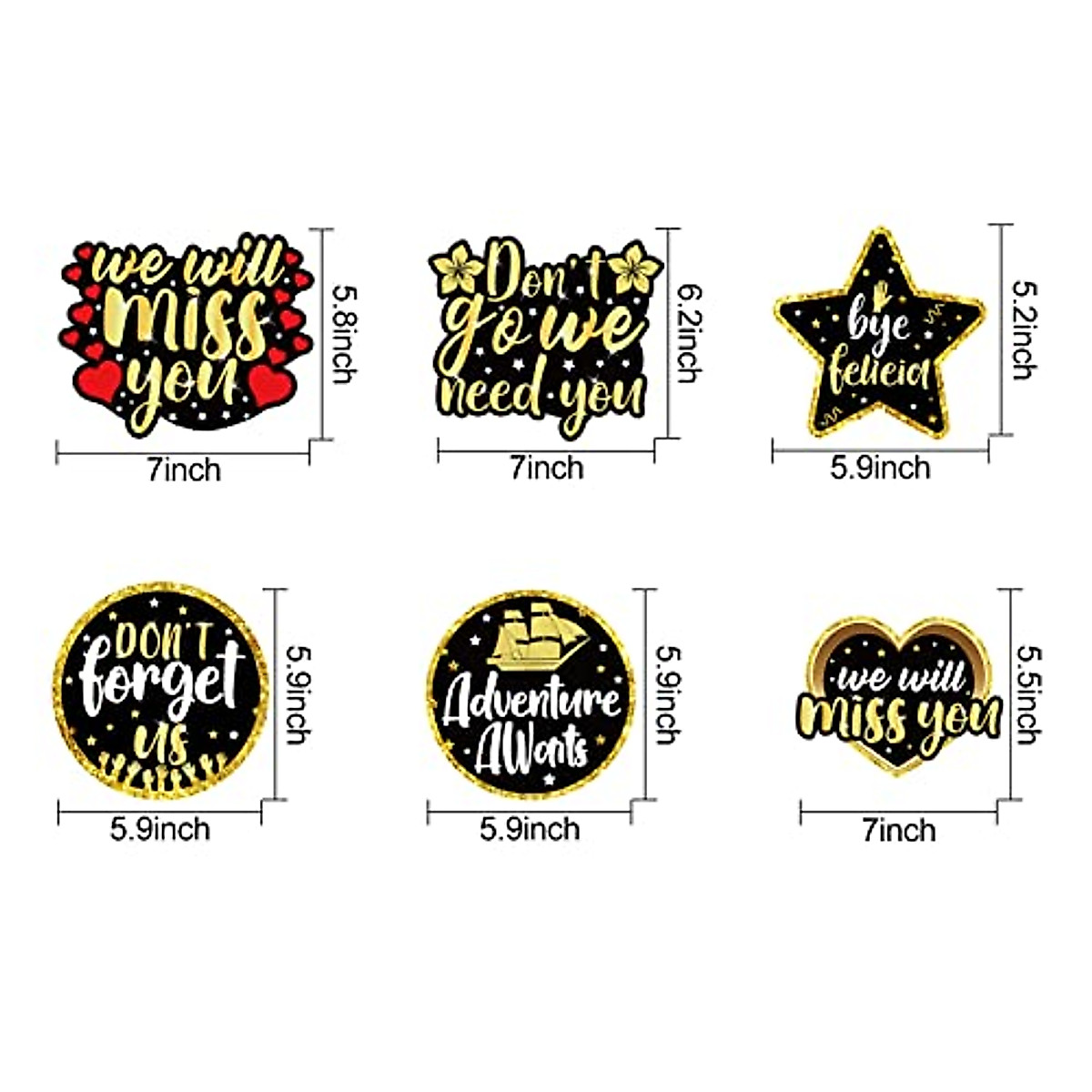 We Will Miss You Party Supplies Decorations - Gold We Will Miss You Banner, Triangle Flag Banner, Hanging Swirls, Balloons for Going Away Graduation Retirement Office Leaving Farewell Goodbye Party Decorations