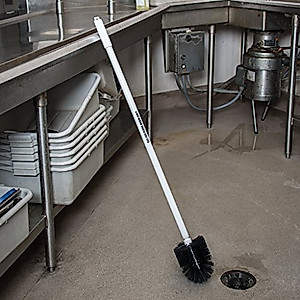 SPARTA 4023600 Plastic Cleaning Brush, Floor Brush, Drain Brush With Female Thread For Cleaning, 36 Inches, White