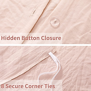 Fashionwu Duvet Cover Queen Size, Microfiber Ruffled Duvet Cover Set Soft and Breathable Queen Duvet Cover Set for All Season 3 Pieces (1 Duvet Cover, 2 Pillowcases), Pink