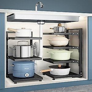 Pots And Pans Organizer for Cabinet.3-Tiers Heavy-Duty Pot and Pan Rack for Kitchen Organization, Height Adjustable and Space Saving Pot Organizer football Valentine's Day President's Day Gift