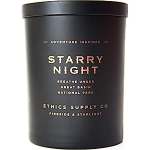 Ethics Supply Co. Starry Night Candle | 12 oz | Rich Musk, Bristlecone Pine, Sandalwood | Infused with Essential Oils & A Premium Grade of Aromatic Oils | 60 Hour Burn Time