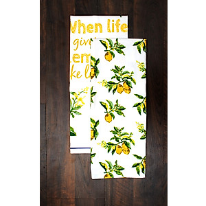 AMOUR INFINI Pot Holders, Oven Mitt and Kitchen Towel Heat Resistant 5-Piece Cotton Kitchen Set Perfect for Cooking, Baking, and Grilling Easter Gift Set (Citrus Splash)