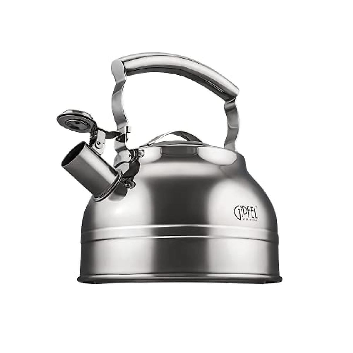 Gipfel International Whistling Tea Kettle Stovetop - Food Grade Stainless Steel Teapot for Stove Top with Ergonomic Handle for Gas, Induction, Electric Stovetops 2.3 Quart