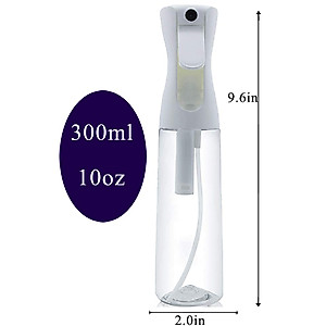 ZeroStage 2 Pack 300ml Water Spray Bottles for Hair Face Plant Mister Continuous Pressurized 360 Fine Mist Sprayers Beauty Salon Supply Clear 10 oz