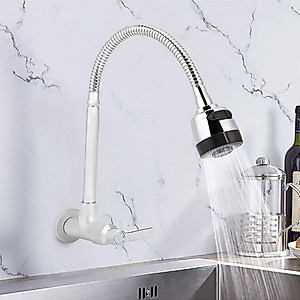 Cold Water Sink Faucet - Wall Mounted Faucet, Single Cold Water Faucet,360 Rotatable Sink Faucet Kitchen Sink Faucet Neck Laundry Room Garden Outdoor Faucets Tap