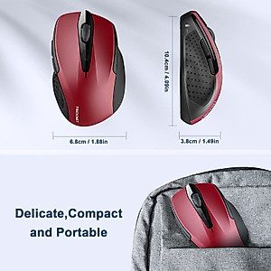 TECKNET Wireless Mouse, 2.4G Ergonomic Optical Mouse, Computer Mouse for Laptop, PC, Computer, Chromebook, Notebook, 6 Buttons, 24 Months Battery Life, 4000 DPI, 6 Adjustment Levels