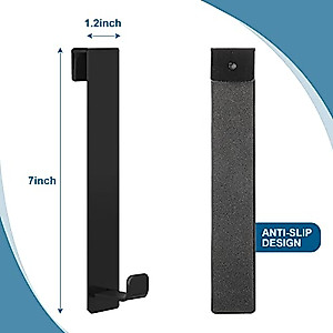 Towel Hooks 4 Pack Stainless Steel Bathroom Towel Holder Square Black Wall Hook Over Shower Door Towel Rack Wall Mounted Matte Black Hooks Heavy Duty Door Hanger for Frameless Glass Shower Door
