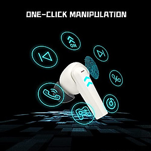 NEOQOQO Wireless Earbuds, Bluetooth 5.1 Headphones Gaming Earphones 45ms Low-Latency with Charging Case, IPX5 Waterproof Earbuds Noise Cancelling Microphone Specially Designed for Gaming