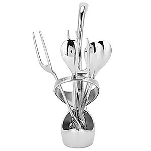 7Pcs Set Zinc Alloy Dinnerware Holder Tableware With 3 Spoons 3 Forks Home Decoration 7Pcs Set Zinc Alloy