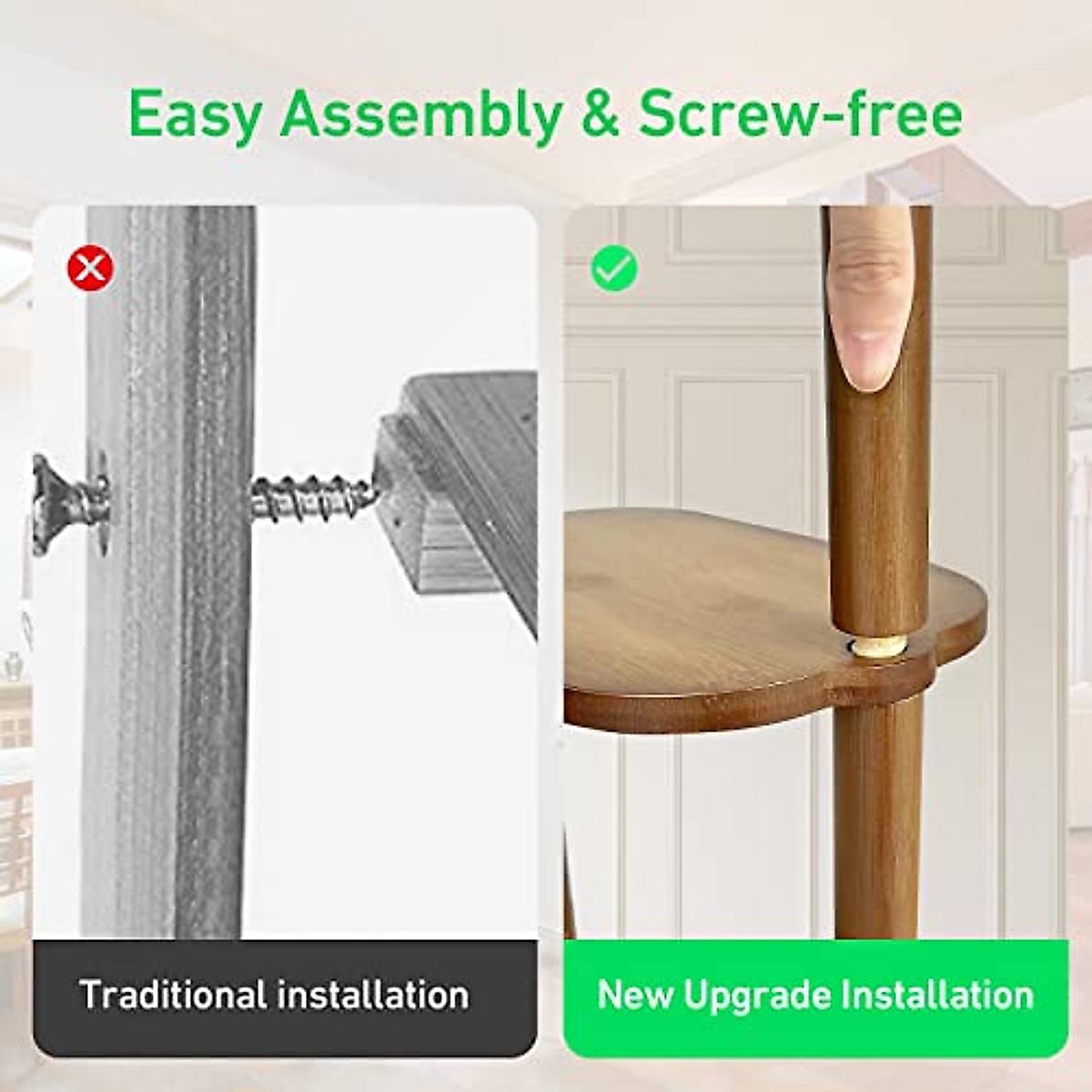 Enisudo Plant Stand Indoor Plant Stands Wood Outdoor Tiered Plant Shelf for Multiple Plants 3 Tiers 3 Potted Ladder Plant Holder Table Plant Pot Stand for Window Garden Balcony Living Room Gifts for Women