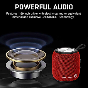Bluetooth Speaker: Powerful Stereo Sound, IPX7 Waterproof, True Wireless Stereo Pairing, Portable Design, Latest Bluetooth V5.2 - Perfect for LG K42, Beach, Outdoor, Home, Parties& More - Red