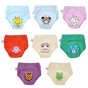 Waterproof Toddler Underwear 8PC/S Baby Training Pants Potty Training Underwear Toddlers Boys Girls Cartoon Cute Waterproof Diapers 4 Layers (90)
