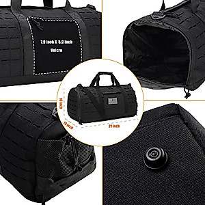 QT&QY 40L Military Tactical Duffle Bag For Men Sport Gym Fitness Tote Travel Training Workout With Shoe Compartment Basketball Football Weekender