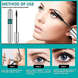 2PCS 4D Silk Fiber Lash Mascara,2 in 1 Thrive Mascara For Natural Lengthening And Thickening Effect,no clumping Superstrong Mascara for Long-Lasting,Beauty Charming Eye Make up
