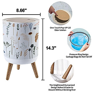 Small Trash Can with Lid for Bathroom Kitchen Office Diaper set boho plants Beautiful wild flowers Collection floral elements Bedroom Garbage Trash Bin Dog Proof Waste Basket Cute Decorative