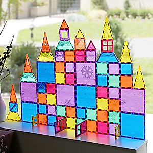 Children Hub 100pcs Magnetic Tiles Set - Educational 3D Magnet Building Blocks - Building Construction Toys for Kids - Upgraded Version with Strong Magnets - Creativity, Imagination, Inspiration