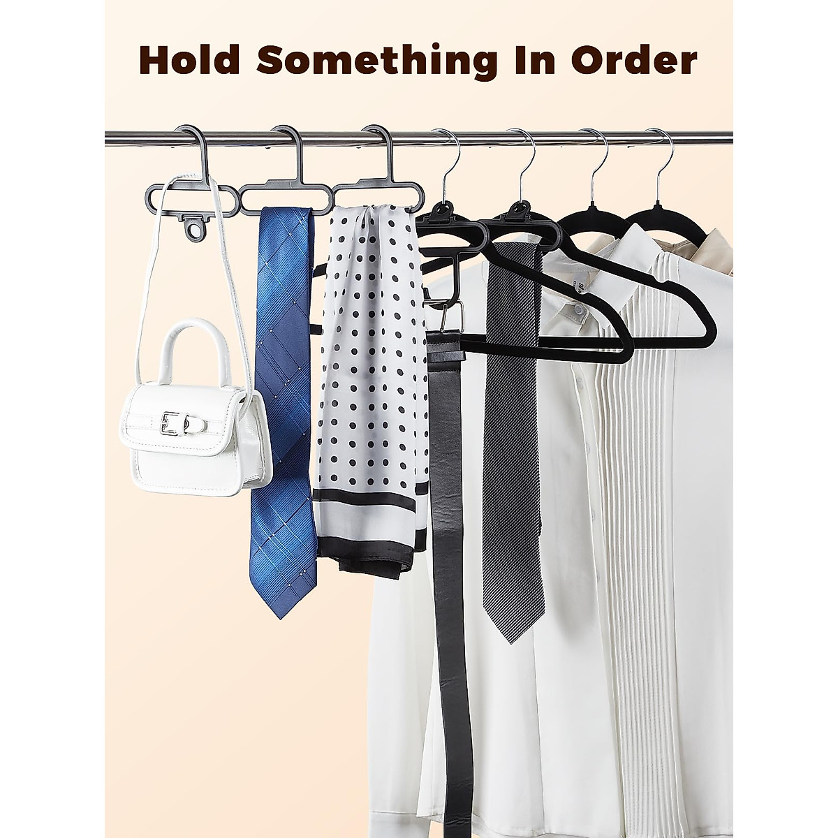 HOUSE DAY Tie Hanger Scarf Hanger 12 Pack, Scarf Holder Rack for Closet Accessories Organizer, Closet Organizers and Storage Scarf Organizer for Closet for Belt, Tie, Silk Scarf - Black