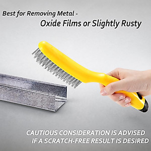 Chanharm Stainless Steel Wire Brush 2 Pcs | 79 Bundles of bristles, 10.5" Plastic Contoured Handle | Heavy Duty Scratch for Cleaning Rust & Dirt Before Welding, Dust and Paint Scrubbing (LWH-2SP)