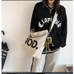 Canvas Messenger Vintage Bag Alt Emo Crossbody Bag Goth Punk Shoulder Satchels Harajuku Grunge Handbag (Apricot)
