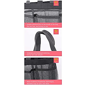 XZJMY 3 Piece Mesh Shower Caddy Tote,Quick Dry Hanging Toiletry Bag/Shoe Bag/Tote Bag Mesh Shower Caddy Basket for Beach,Swimming,College Dorm, Bathroom, Gym, Travel
