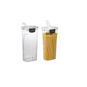 Progressive International Prepworks ProKeeper 2- Piece Kitchen Clear Food Baker's Kitchen Storage Organization Canister Set (Pasta 1.4-Quart)