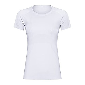 LUYAA Seamless Lightweight Women's Workout Shirts Short Sleeves Quick Dry Fashion Gym Athletic Yoga Gym Sports Tops White S