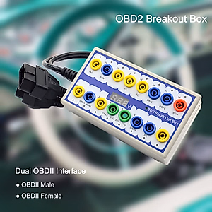 OBD2 Breakout Box, OBDII Diagnosis Scan Tool, Auto Car Diagnostic Connector, 16Pin CAN Fault Breakout Box Protocol Detector with Line Signal