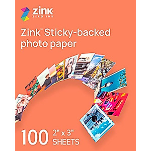 Canon ZINK™ Sticky Back Photo Paper Pack (100 Sheets), Compatible to IVY Mini Photo Printer, IVY CLIQ +2 Instant Camera Printer and IVY CLIQ 2 Instant Camera Printer