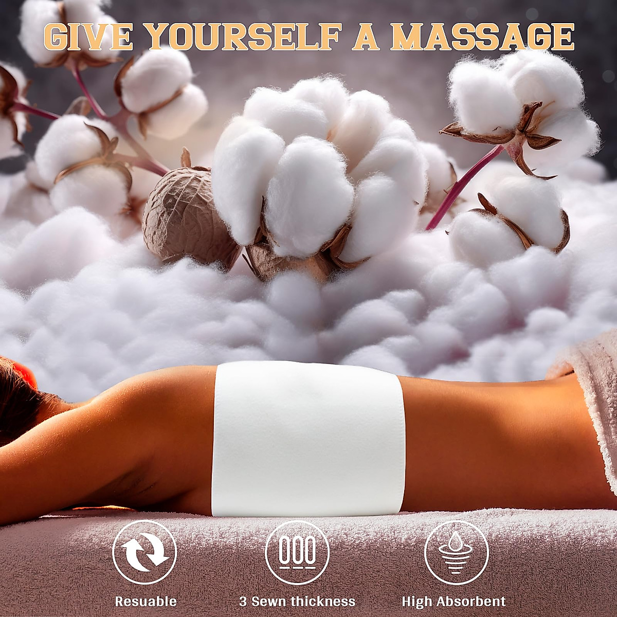 4 PCs Castor Oil Wrap- Reusable Castor Oil Packs Kit Adjustable Elastic Castor Oil Cloth Safe Organic German Cotton Plus Size for Belly, Waist, Back and Neck