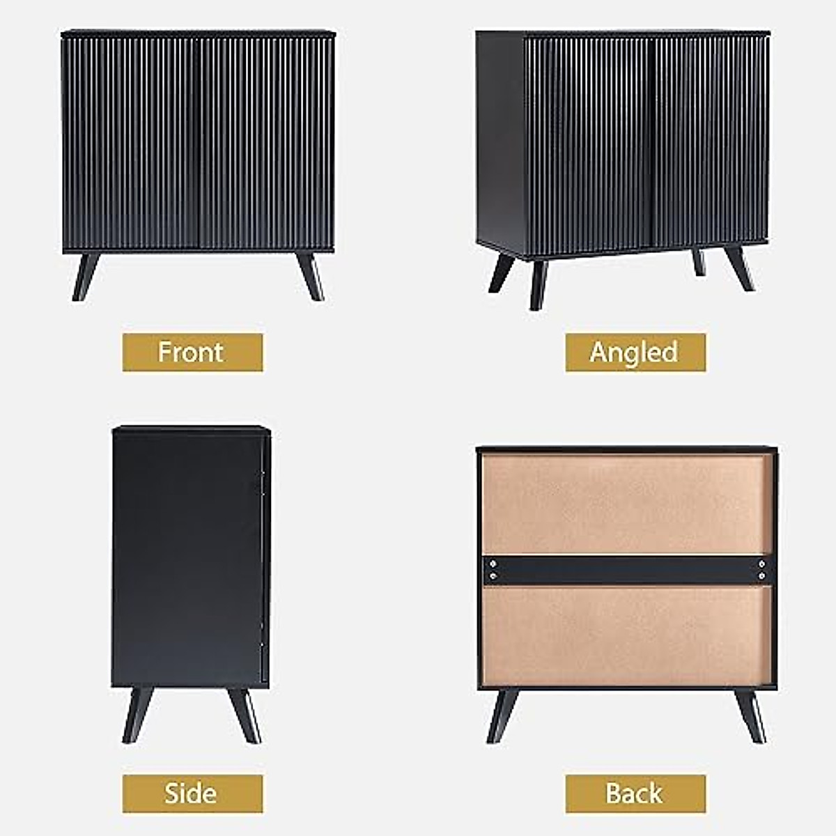 Modern Accent Buffet Cabinet with Adjustable Shelves, Accent Cabinet with 2 Doors, Modern Sideboard Buffet Cabinet, Black Accent Cabinet for Kitchen, Living Room, Entryway and Bedroom (Black)