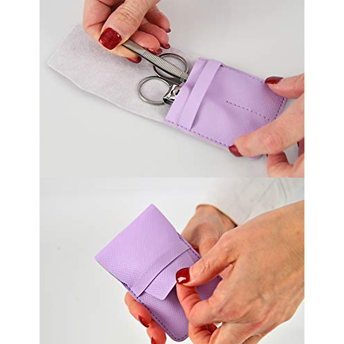 HOME-X Manicure Set, Grooming Kit, Travel Nail Care Tools - 4 Pieces in Purple Case, Fingernail and Toenail Clippers – 4” L x 2.5” W