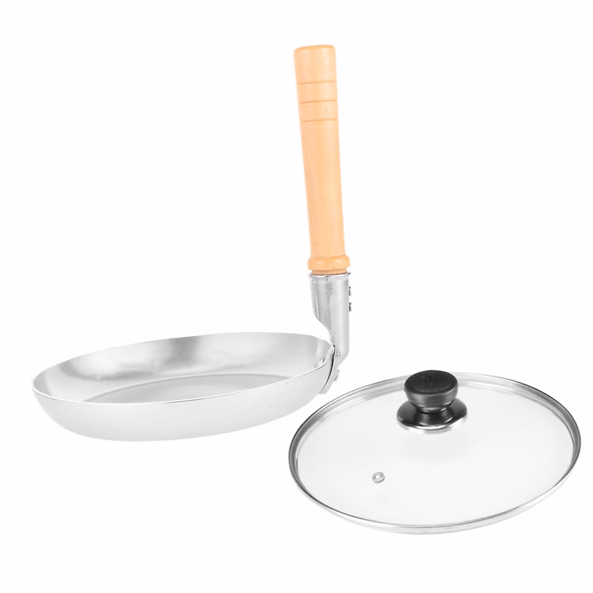 SEWOART Japanese Parent- Bowl Special Pot Creative Vertical Handle Frying Pan Japanese Cuisine Pan Egg Pan Egg Chicken 17cm Deluxe Version (uncoated) with Glass Lid for Gas Wooden Gas