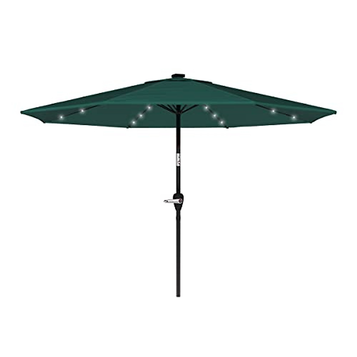 Pure Garden LED Patio Shade – 10 Ft Outdoor Umbrella with Steel Ribs, Solar Powered Lights, and Push Button Tilt - Backyard Canopy (Hunter Green)