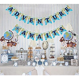Let The Adventure Begin Centerpieces，Travel Around The World Decorations，Bon Voyage Travel Theme Party Table Toppers,Graduation Retirement Job Career Change Farewell Party Decorations Supplies