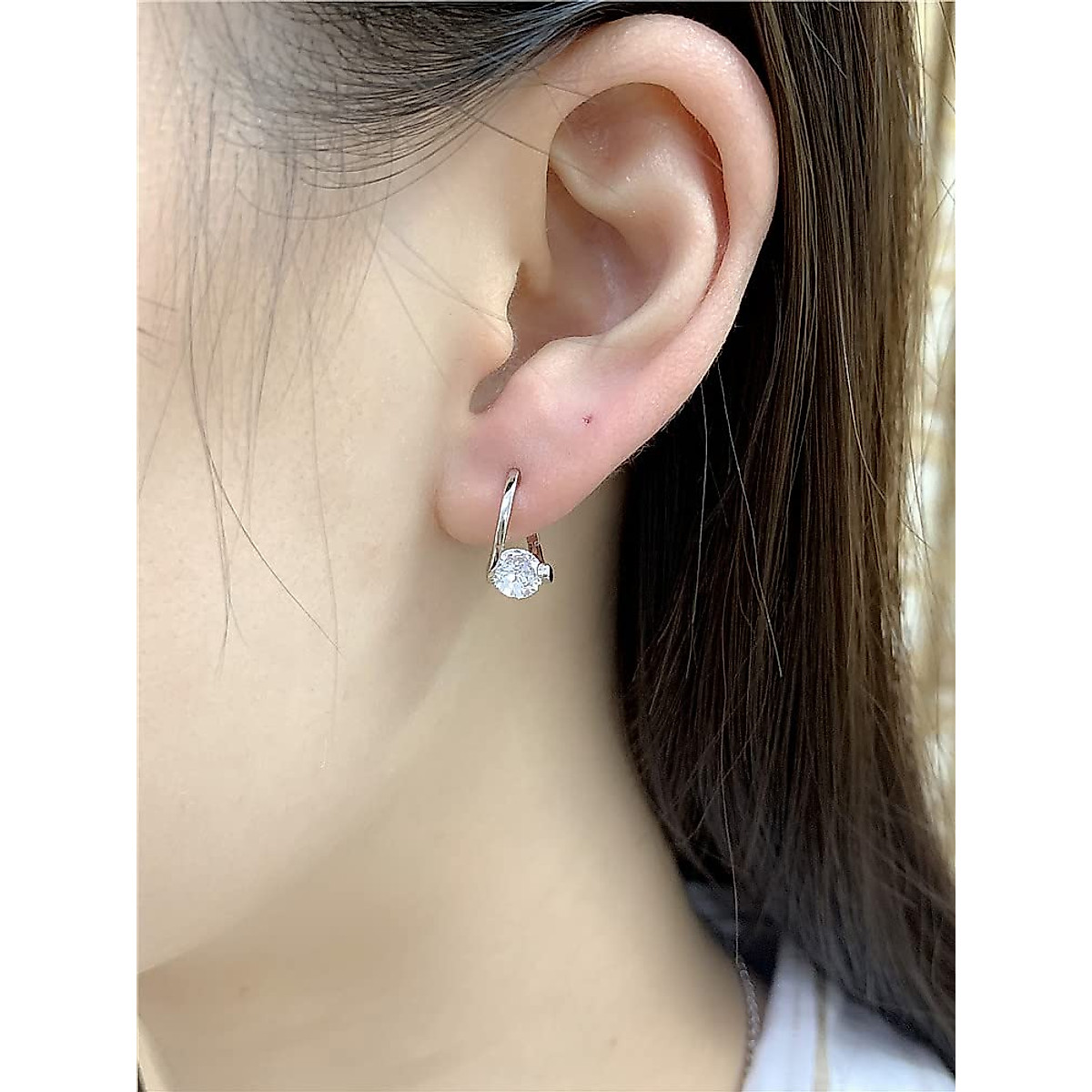 Round CZ Huggie Hoop Earrings for Women Girls 925 Sterling Silver Hypoallergenic Circle Cubic Zirconia Small Hoops Cartilage Fashion Dainty Birthday Wedding Jewelry Gifts for Her