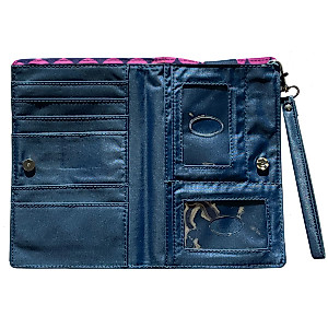 Big Skinny Women's Plus Myphone Bi Fold Slim Plum Dot Wallet Wristlet, PlumDot