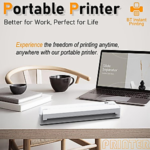 Fostex Portable Wireless Printer for Travel, Thermal Bluetooth Printer Support, Small Inkless Mobile Printer Compatible with iOS, Android & Laptop,for Office,Home,School Use (Black)