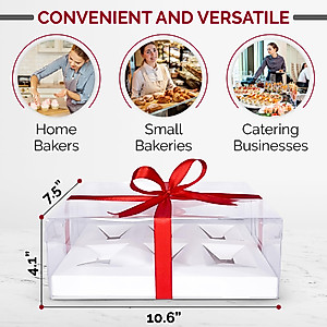 C.W.B Sweets (6 pack x 6 sets) Cupcake Box, Holds 36 total Cupcakes, Transparent White Cupcake Boxes, Clear Disposable Cupcake Container, 6 Cupcake Holder, 6 pack with Ribbon.