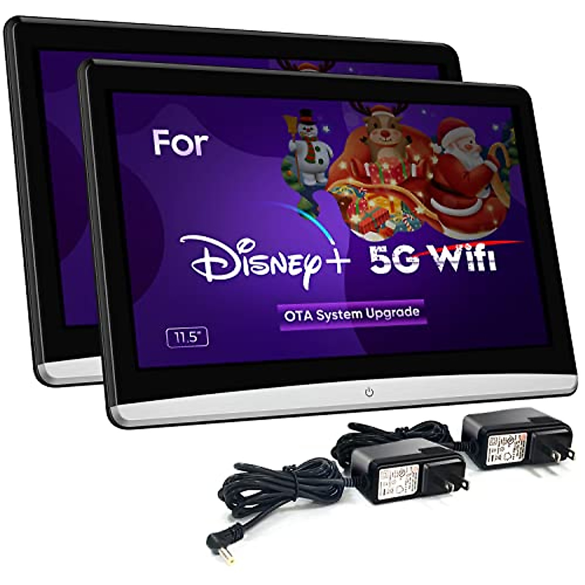 11.5 Inch(2G ram 32G ROM) 5G OTA 4K Android 10.0 Portable Multifunction Car TV Headrest Monitor Tablet Touch Screen 1080P Headset WiFi/Bluetooth/USB/SD/HDMI in+Out/FM/Mirror Link Video Player ((2PC)