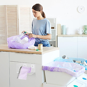 Trash Bag Holder Dispenser, Acrylic Trash Bag Dispenser Roll Holder, Adhesive Wall Mount Garbage Grocery Bag Dispenser Organizer for Kitchen, Cabinet, Under Sink with 4 Strong Stickers Screws