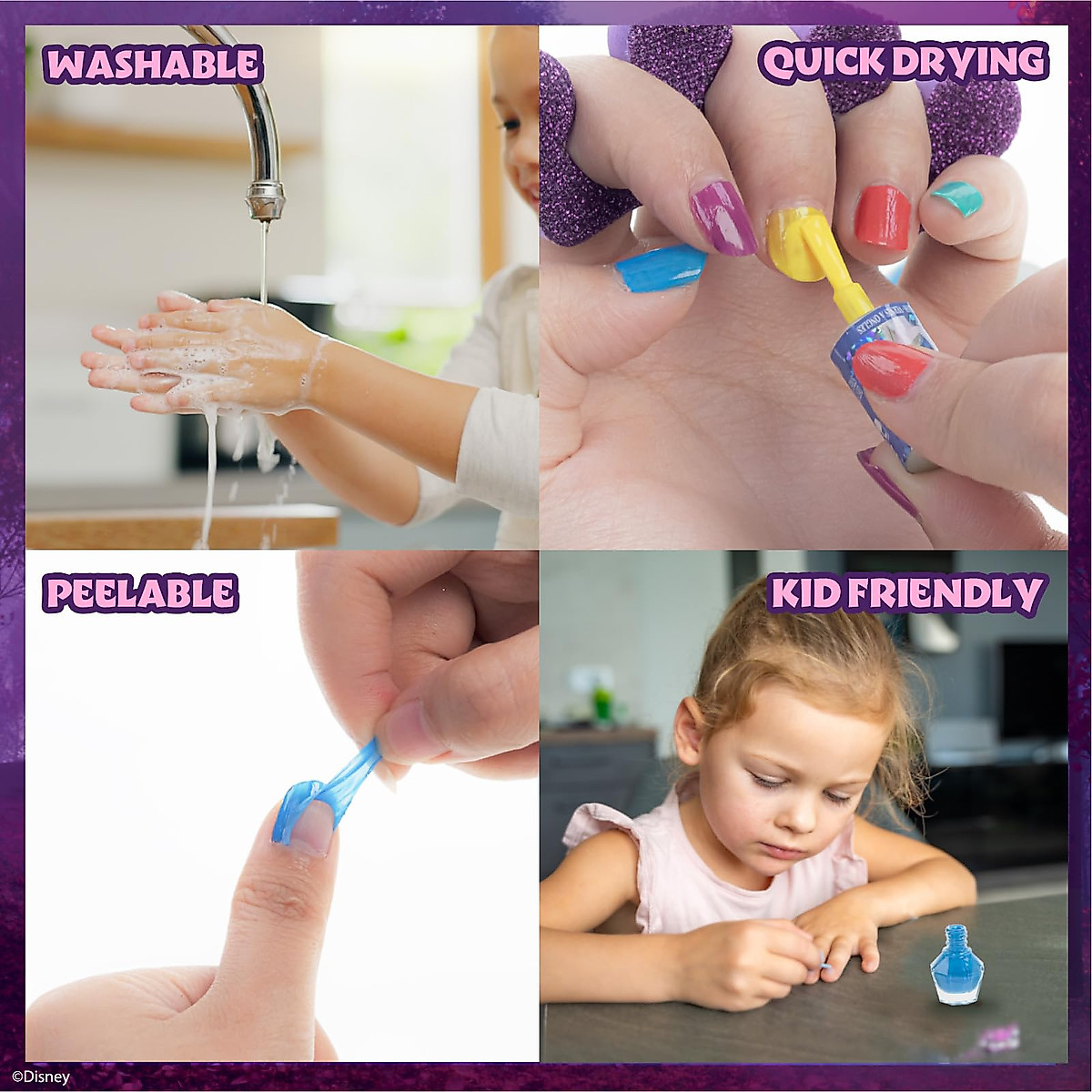 Townley Girl Disney Frozen Elsa and Anna Non-Toxic Peel-Off Water-Based Safe Quick Dry Nail Polish Gift Kit Set for Kids Girls with Bonus Nail Separators, 14 Pc Set (All Solid Colors)