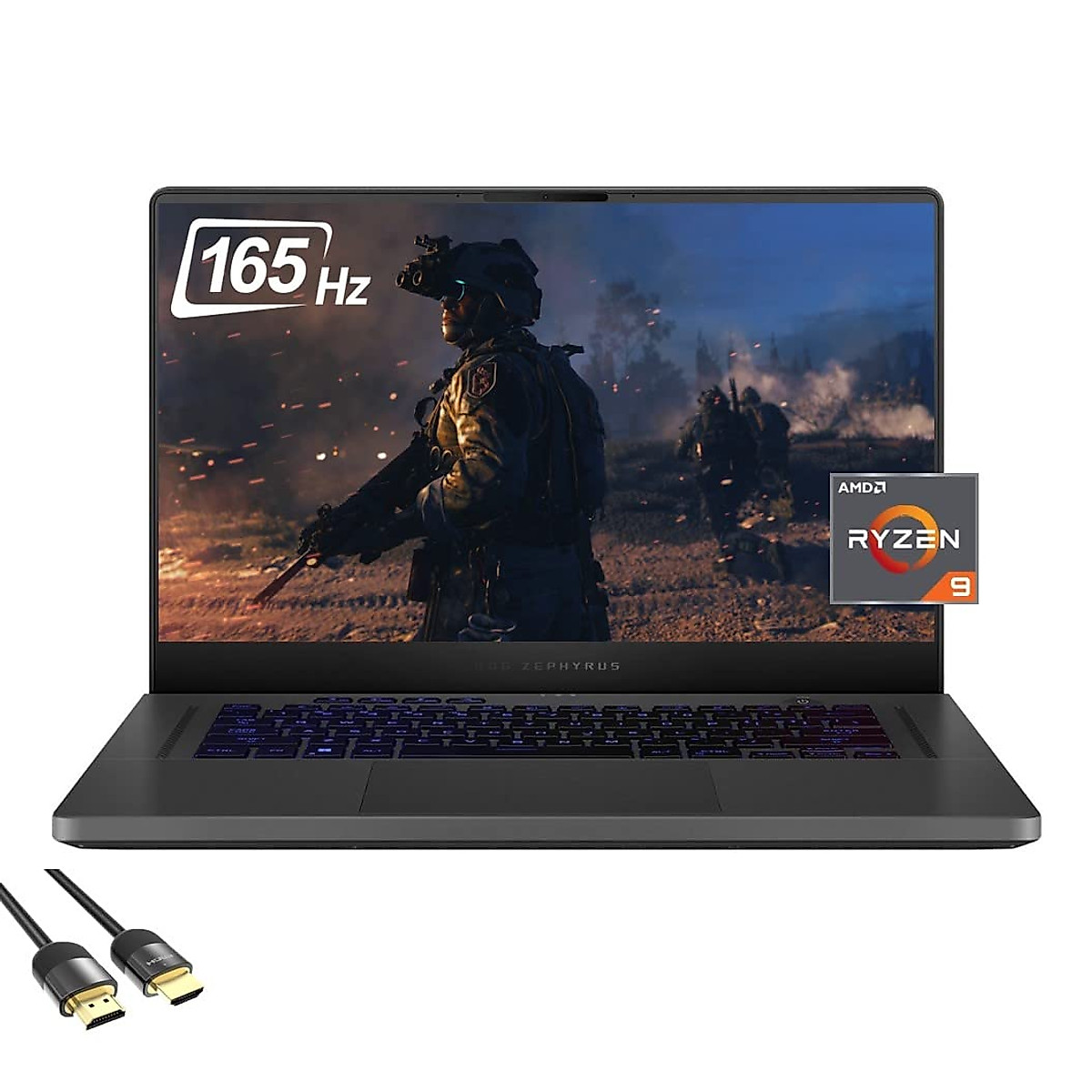 ASUS ROG Zephyrus Gaming Laptop, 15.6" QHD 165Hz DCI-P3, AMD 8-Core Ryzen 9 6900HS, GeForce RTX 3060 120W, 40GB DDR5, 1TB PCIe SSD, VR Ready, USB-C, RJ45, WiFi6, RGB, Win 11 Pro, GA503RM