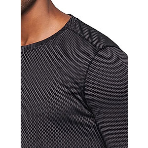 RBX Men's Textured Quick Drying Long Sleeve Performance Tee Jacquard Black-Charcoal XL