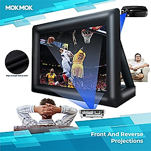 Mokmok 20ft Front and Rear Projection Inflatable Projection Screen,with Air Blower and Storage Bag, Blow Up Movie Screen for Backyard Outdoor Movie Night Barbecue Pool Party, Easy Setup